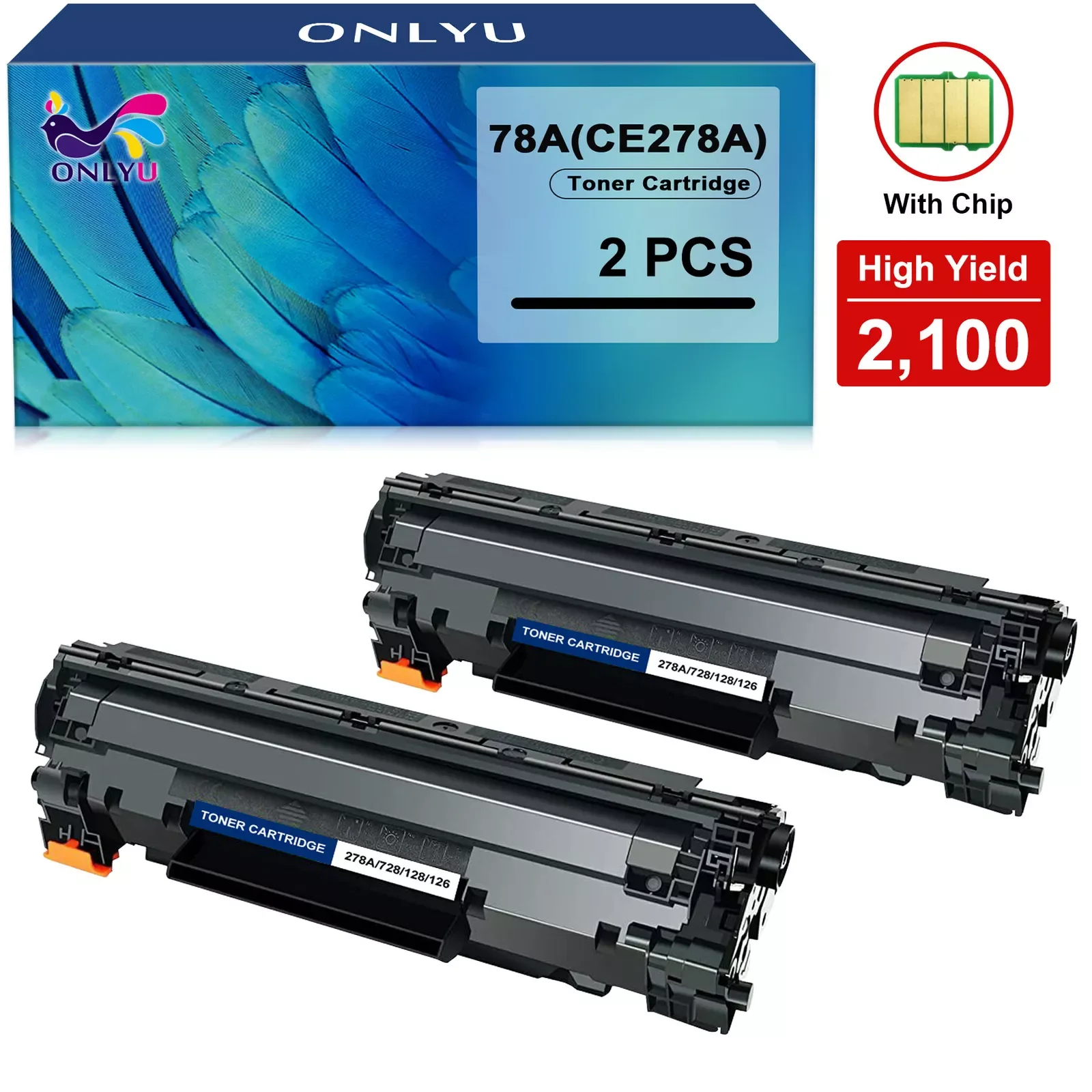 2PK CE278A Black Toner for HP 78A Laserjet Pro P1560 P1567 P1568 P1569 ...