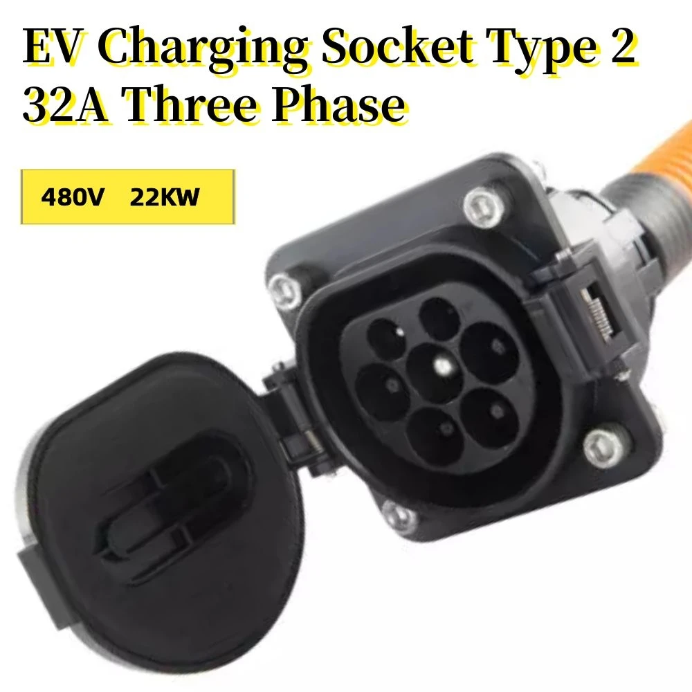 Ev Charging Type 2 Male Socket Connector Outlet Iec 62196-2 32a 3 Phase ...