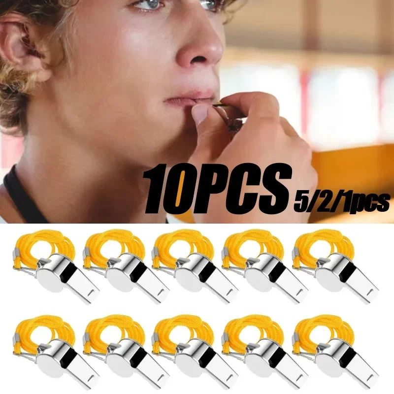 Metal-Whistle-with-Rope-Cheer-Whistles-Portable-Extra-Loud-Sports ...