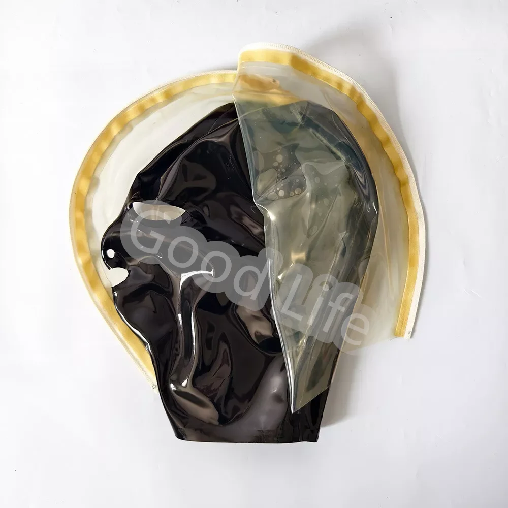 Latex Rubber Gimp Hood Black and Fixed Transparent Color With front and ...