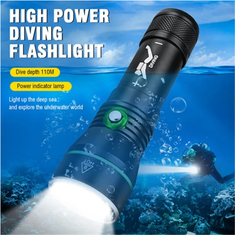 XHP50.2 Led Flashlight 100m Underwater Most Powerful Professional ...