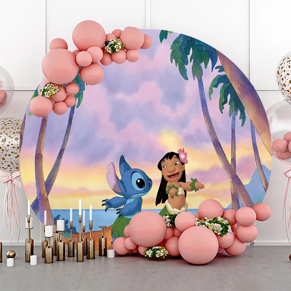 Lilo-Stitch-Backdrop-Covers-Round-Birthday-Party-Decorations-Baby ...