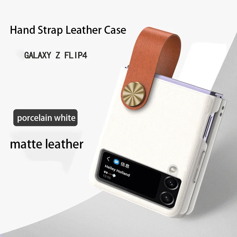 Matte-Hand-Strap-Leather-Holder-Case-for-Samsung-Galaxy-Z-Flip-4-5G ...