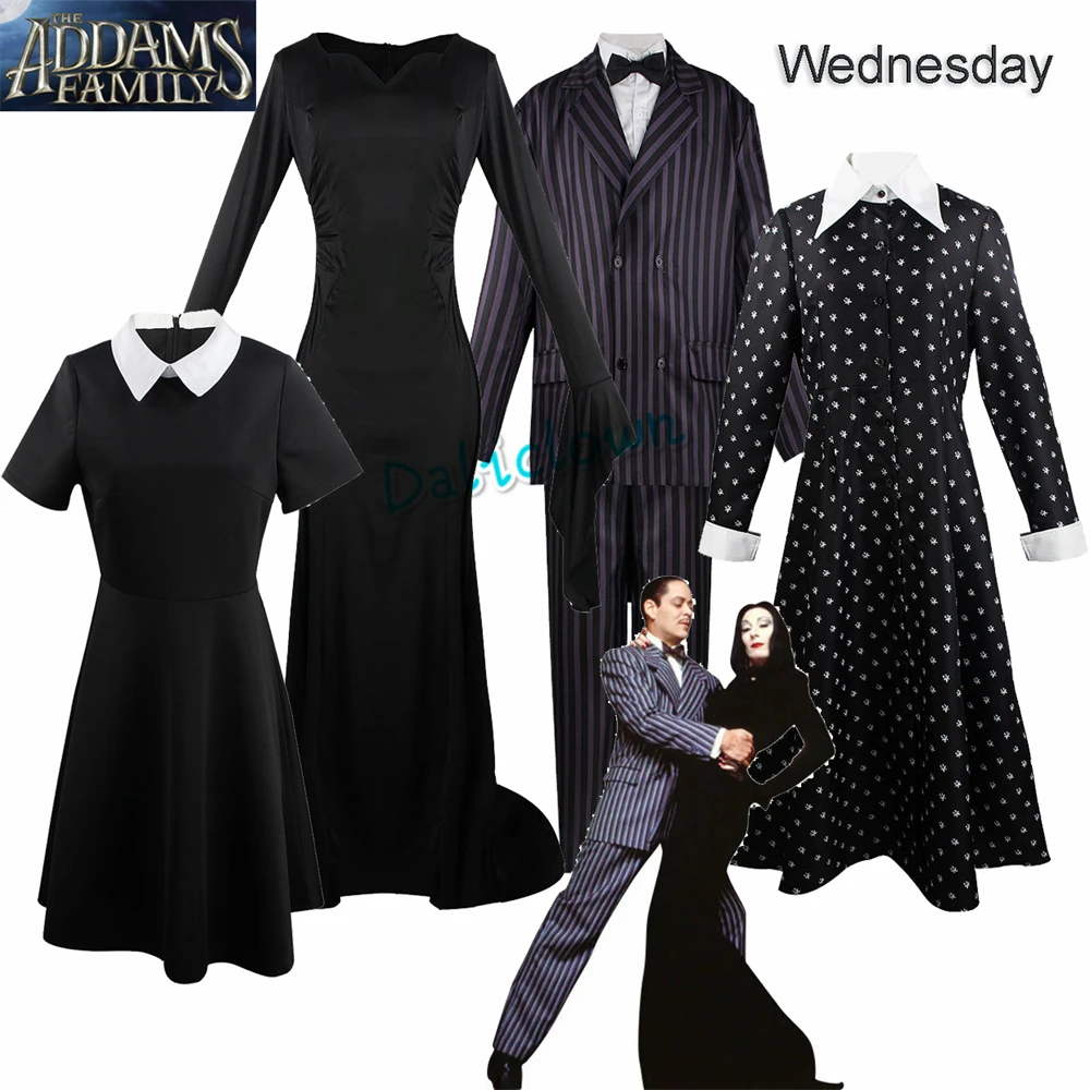 Wednesday-Addams-Costume-Kids-Girls-Morticia-Maxi-Dress-Gown-Women ...