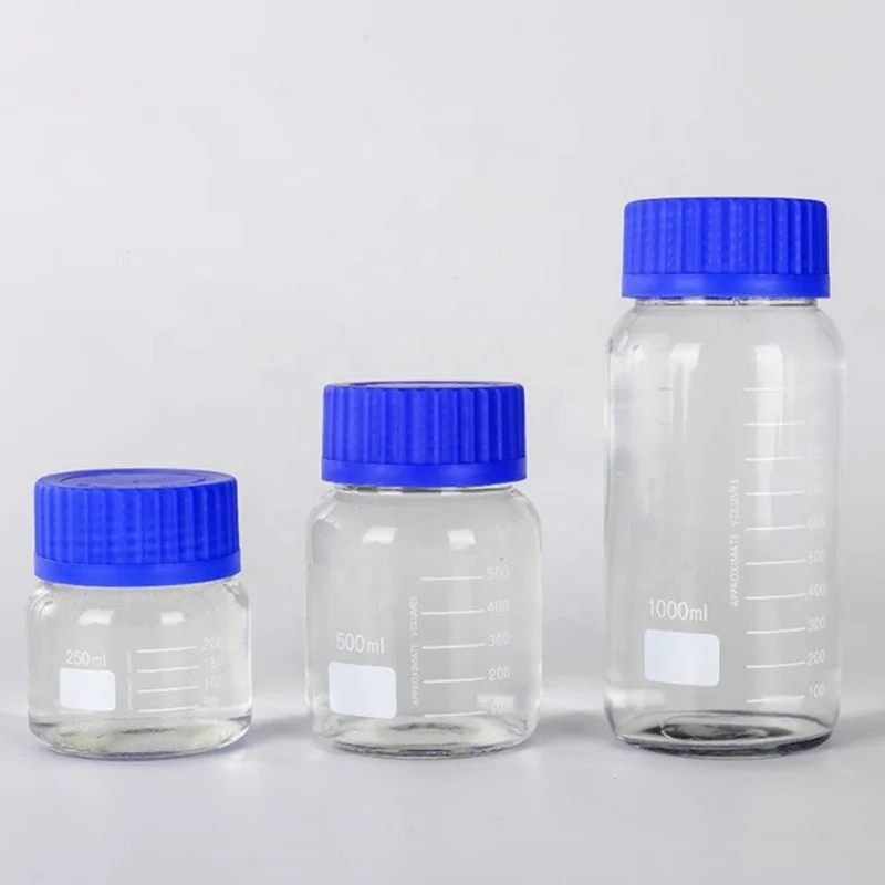 Laboratory Clear Chemical Bottle Boro3.3 250ml 500ml 1000ml Wide Mouth ...