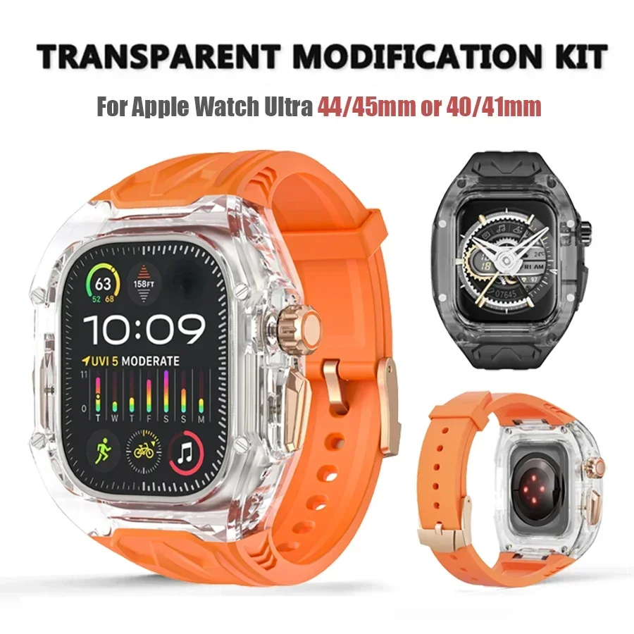 Modification Kit Transparent Protective Case+TPU Strap For Apple Watch ...