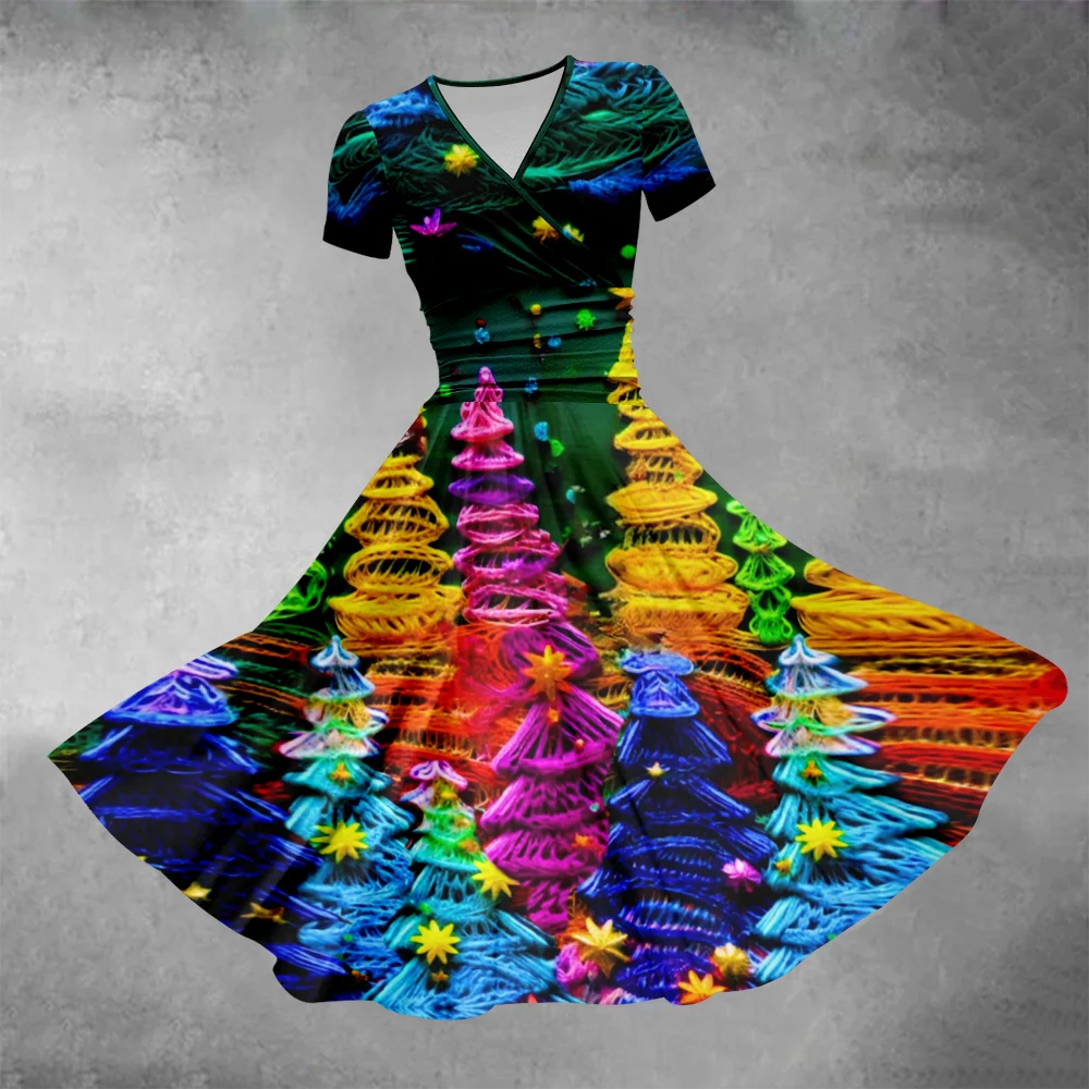 Summer-Dress-2024-Stylish-Christmas-Tree-Print-Dresses-Luxury-Beach-V ...