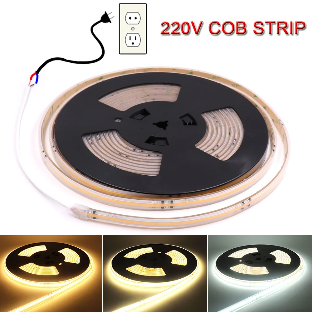 420 LEDs/M 220V COB LED Strip Light CRI 90 IP67 Waterproof Flexible ...