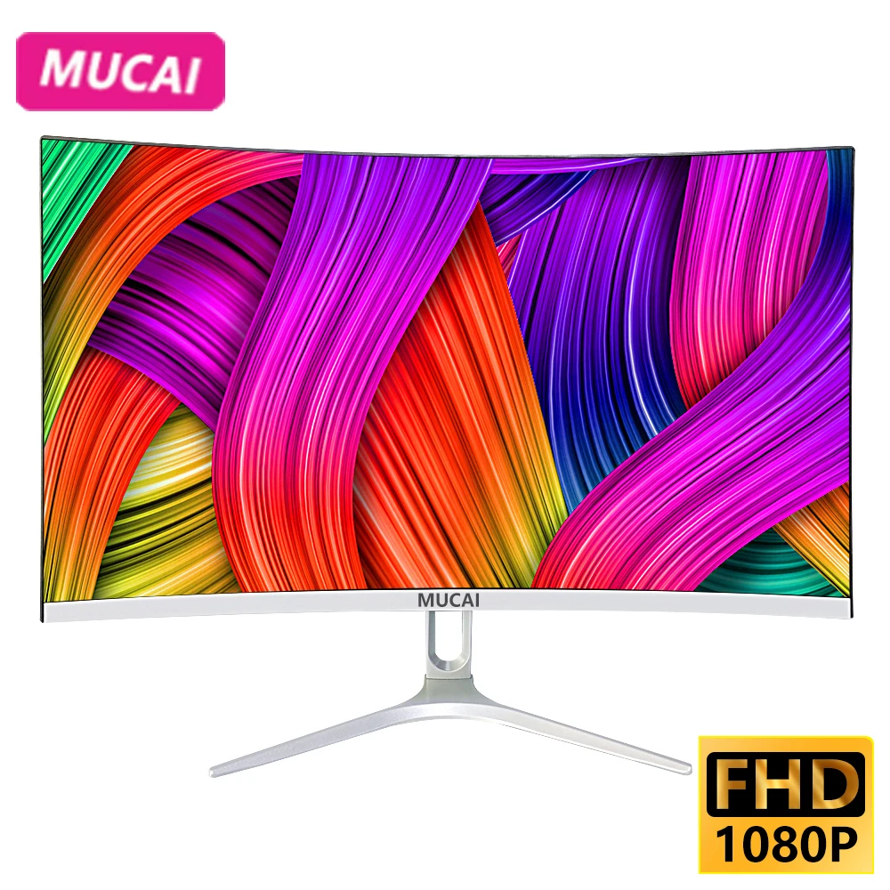 Mucai 24/27 Inch Curved Monitor 75hz Desktop Pc Lcd Fhd Computer ...