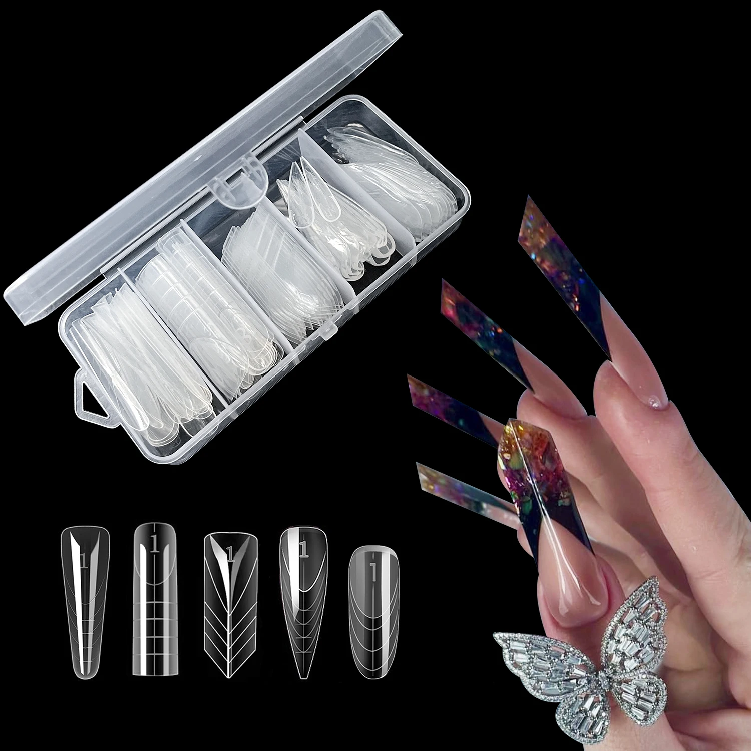 75pcs French Nail Dual Forms Set Nail Dual Forms for Poly Extension Gel ...