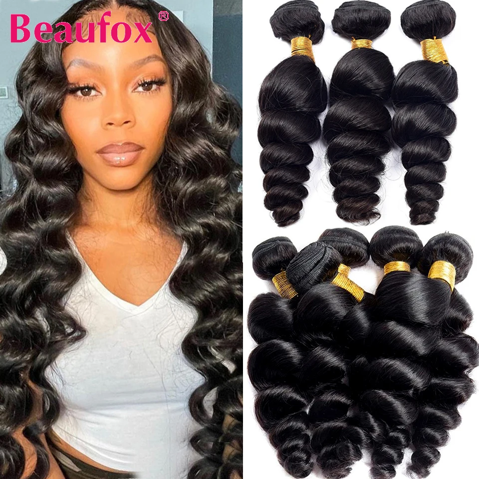 Beaufox Indian Human Hair Weave Bundles 3 Bundles Deal Loose Wave ...