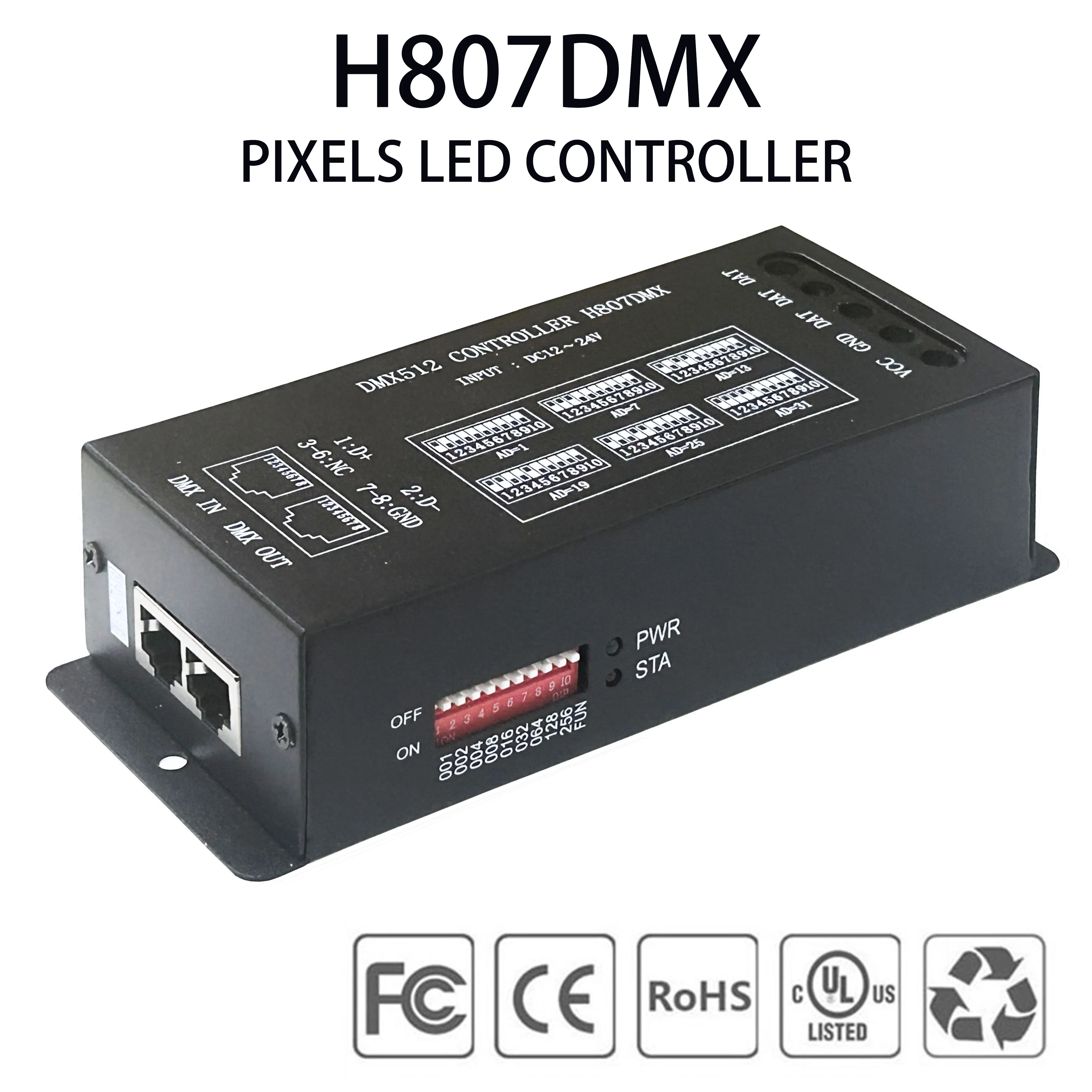 H807DMX512-RGB-LED-Controller-1024Pixels-13Channels-DMX-WS2811-WS2812B ...