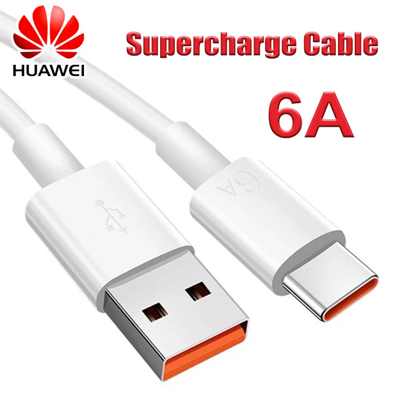 Original-Huawei-USB-C-Cable-6A-Supercharge-Type-C-Cord-1M-For-P60-P40 ...