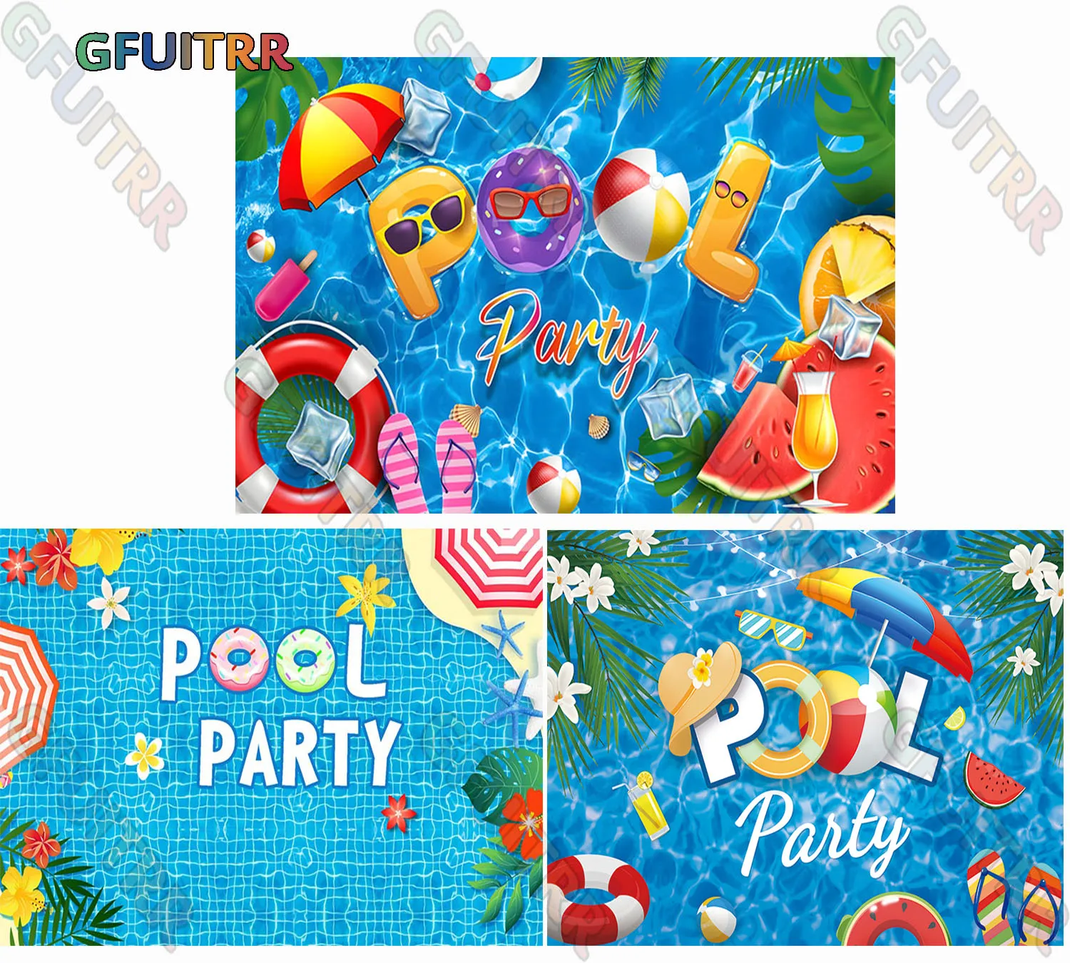 Summer-Pool-Party-Seaside-Beach-Hawaii-Backdrop-Birthday-Party ...