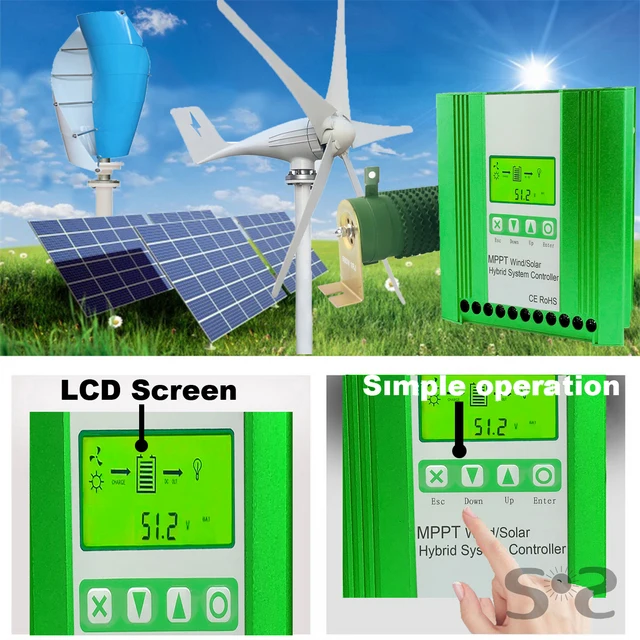 5000W Wind Solar Hybrid System MPPT Charge Controller With Dump Load ...