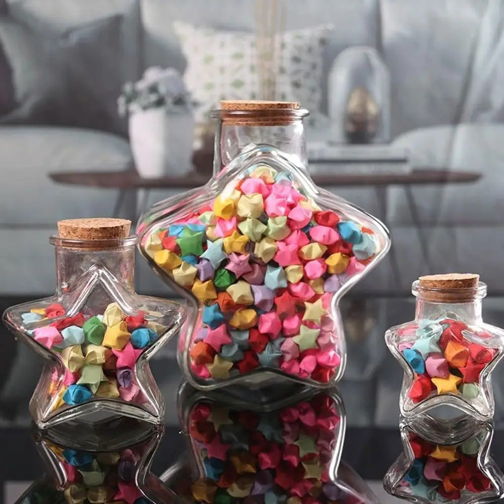 Clear Stars Shape Origami Stars Glass Bottle Creative Wishing Bottle ...