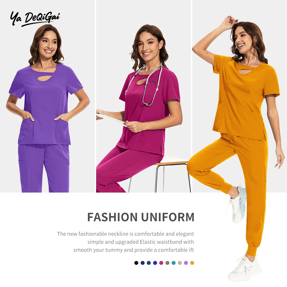 Breathable Nursing Scrubs Sets Spandex Medical Uniforms for Women ...