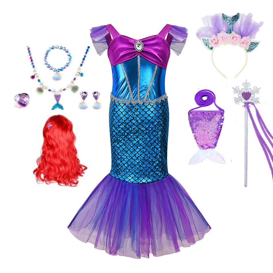 Girl-Mermaid-Dress-Halloween-Cosplay-Birthday-Clothing-for-Kid-Carnival ...