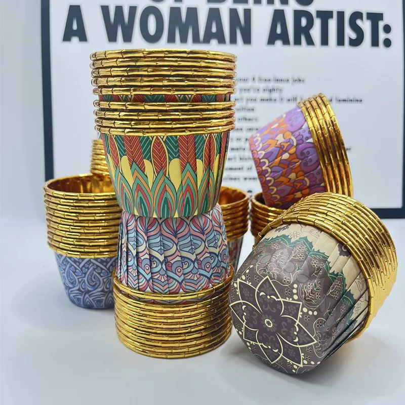 50Pcs-pack-Golden-Mandala-Cupcake-Liner-Baking-Cup-For-Ramadan-Islamic ...