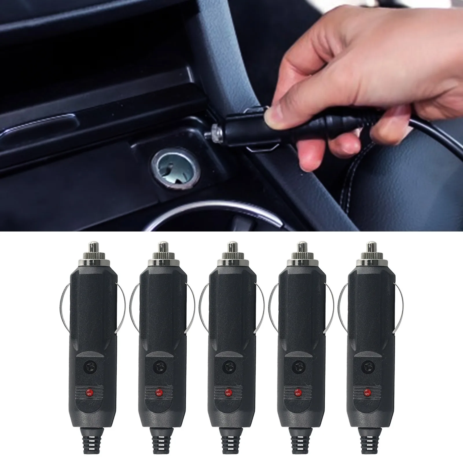 5pcs-12V-24V-10A-Male-Car-Cigarette-Lighter-LED-Socket-Plug-Connector ...