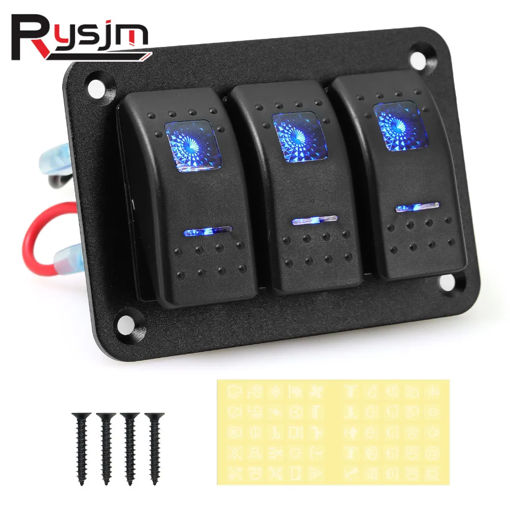 Waterproof-Marine-Switch-Panel-12V-2-3-Gang-LED-Rocker-Switch-Panel-For ...
