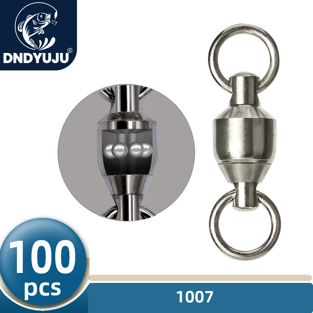 DNDYUJU 100pcs Heavy Duty Ball Bearing Fishing Connector Rolling Swivel Stainless Steel Solid ...