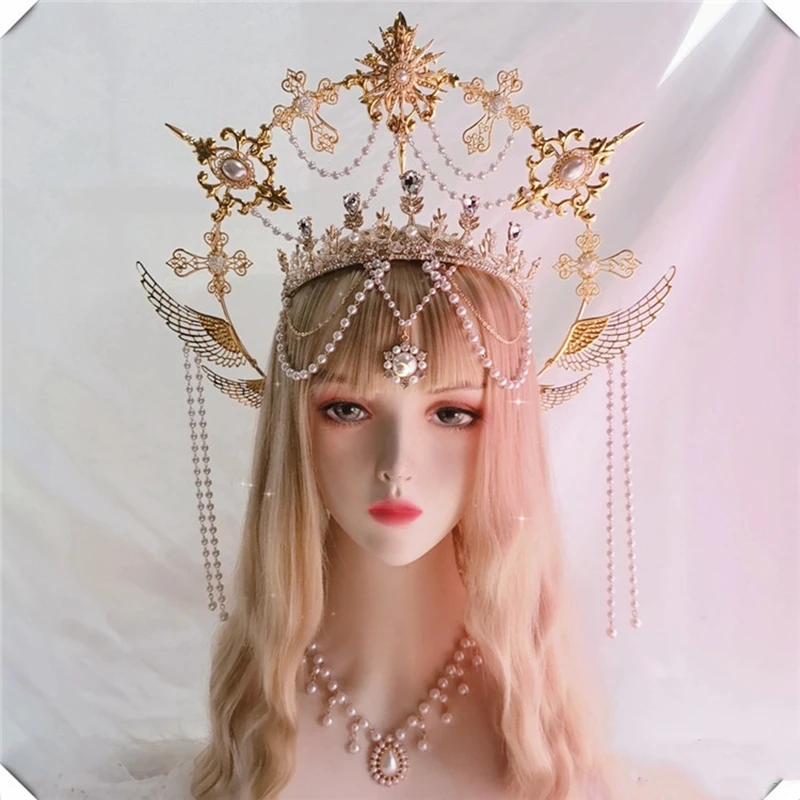Lolita-Headband-Golden-Mary-Apollo-Sun-Halo-Goddess-Crown-Party-Church ...