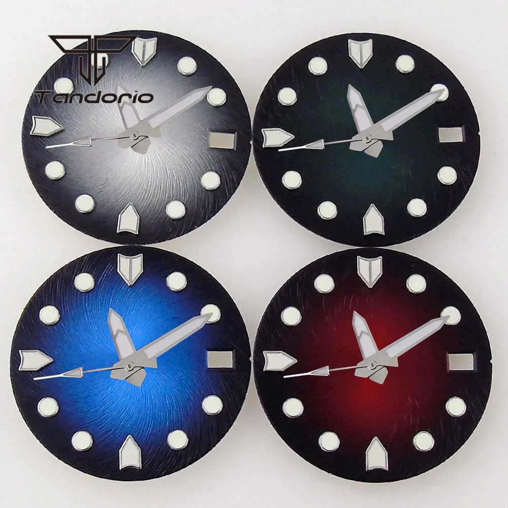 28-5mm-Blue-Red-Green-Gradient-Color-Watch-Dial-Face-Date-Window-Hands ...