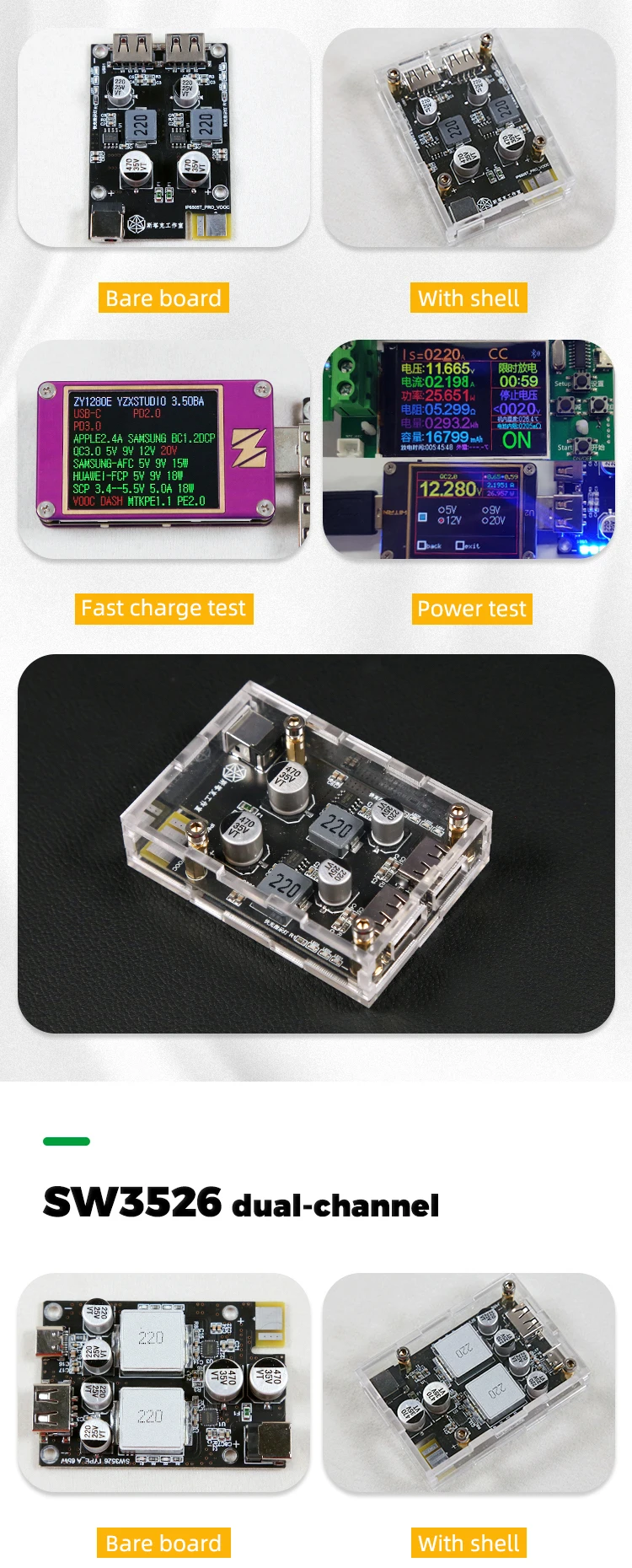 Acrylic Full Protocol Fast Charge Module Car Desktop Charger 100w Typec ...