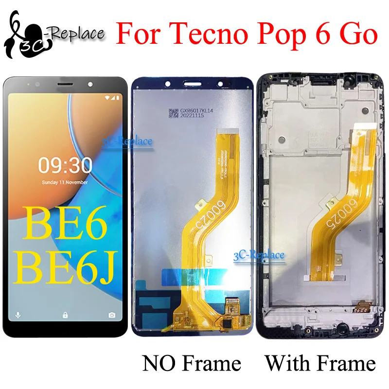 Black 6.0 Inch For Tecno Pop 6 Go Be6 Be6j Lcd Display Touch Screen ...