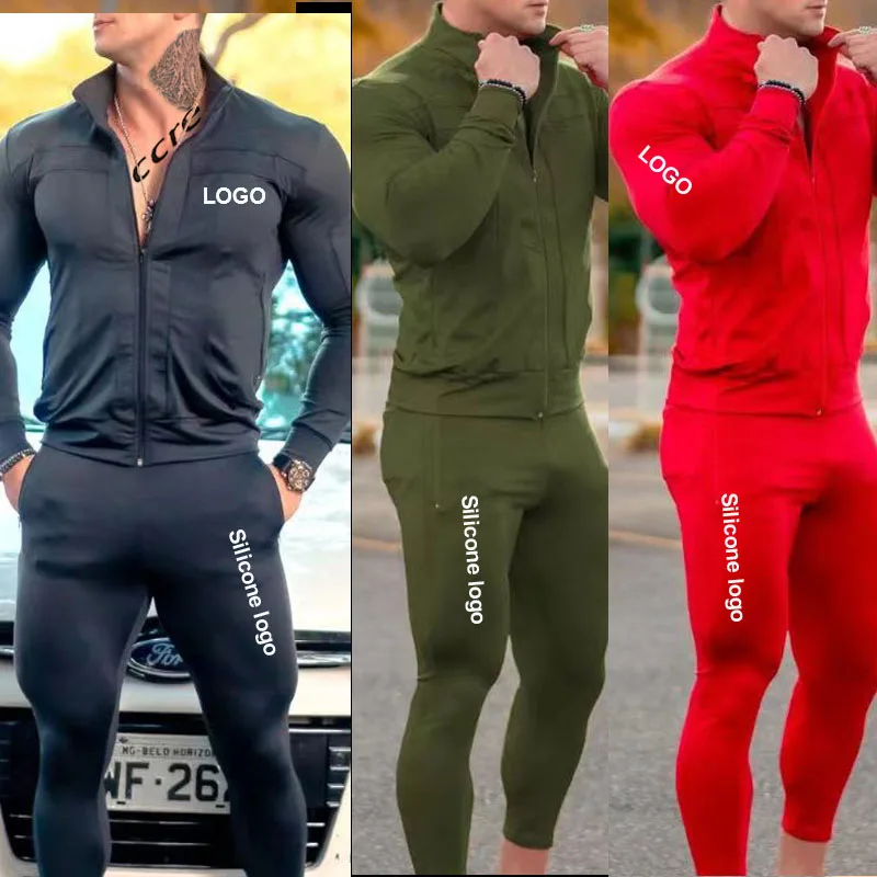 Fall-Winter-Casual-Sportswear-Mens-Fitted-Tracksuit-Suit-Sets-Solid-2 ...