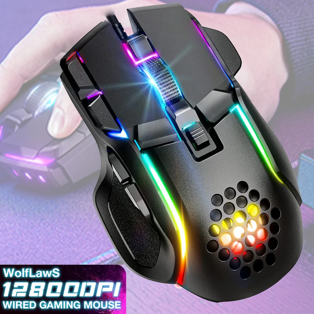 RGB-Wired-Gaming-Mouse-Mute-Keys-Ergonomic-12800DPI-1000Hz-400ips-Mice ...