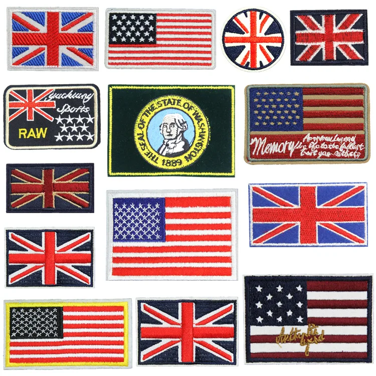 Iron-on-Union-Jack-Flag-Patches-UK-USA-AU-National-Flags-Embroidery ...
