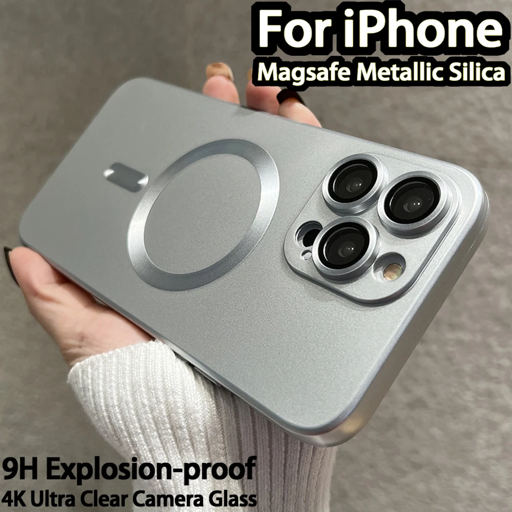 Original-Metallic-Paint-Silicon-Cover-For-Apple-Magsafe-Phone-Case ...