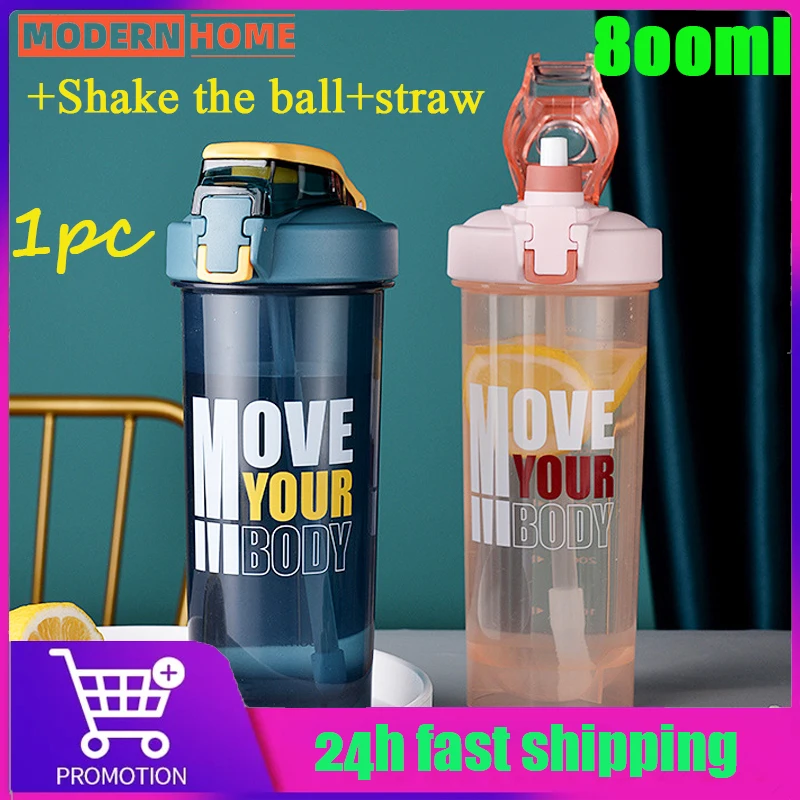 Sport-Shaker-Bottle-800ML-Large-Capacity-With-Straw-Shaker-Bottle ...