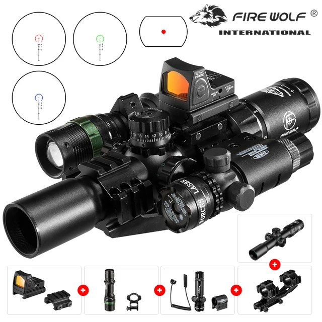 Fire Wolf 1x40 Red Dot Red Green Crosshair 11mm/20mm Hunting Scope ...