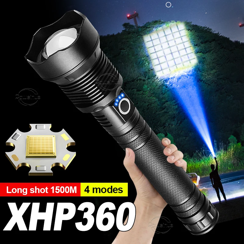 6000000lm Xhp360 Super High Power Led Flashlights Rechargeable Tactical ...