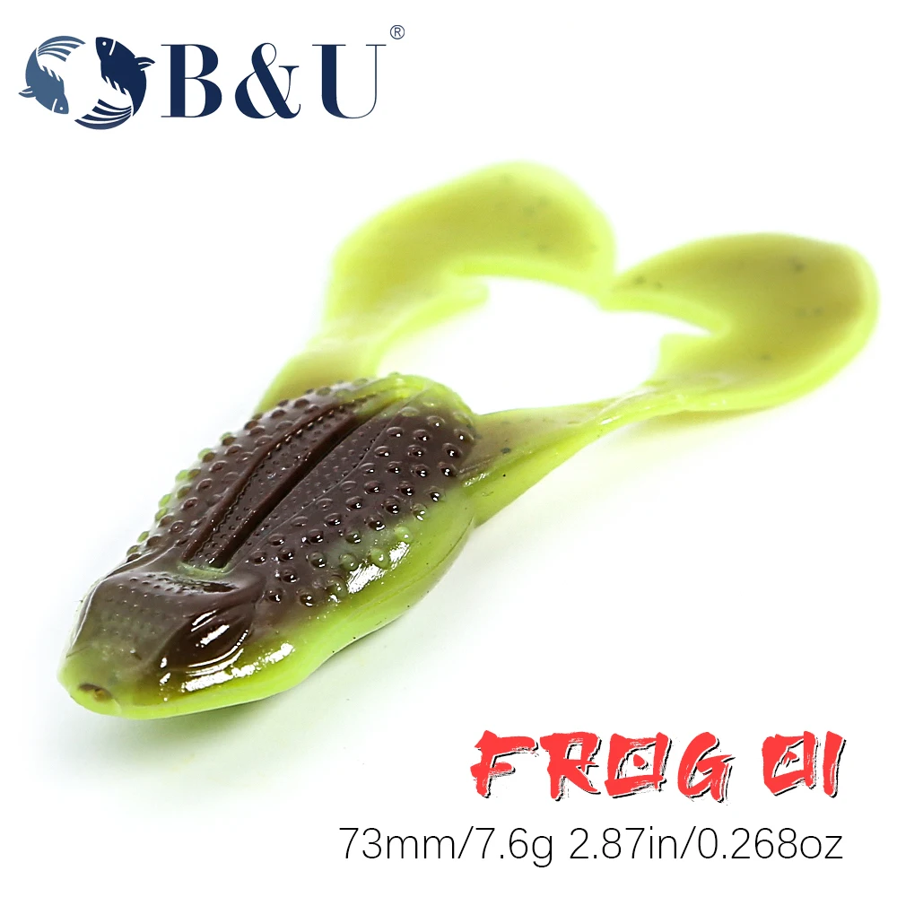 B&U 73mm Floating Soft Fishing Lure Frog Baits Trout Bass Lure Silicone ...