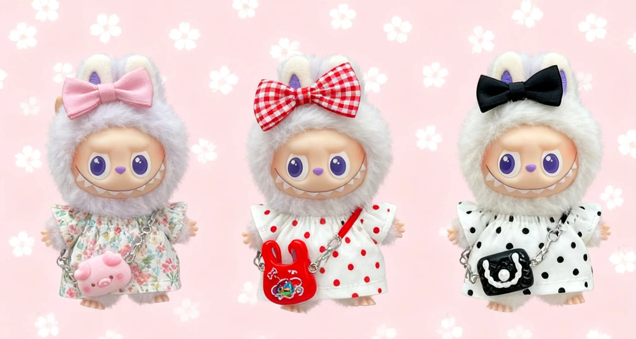 Voor Mini Labubu 4.0 Pin Voor Liefde Kleding 3 stks bloemen rok set ...
