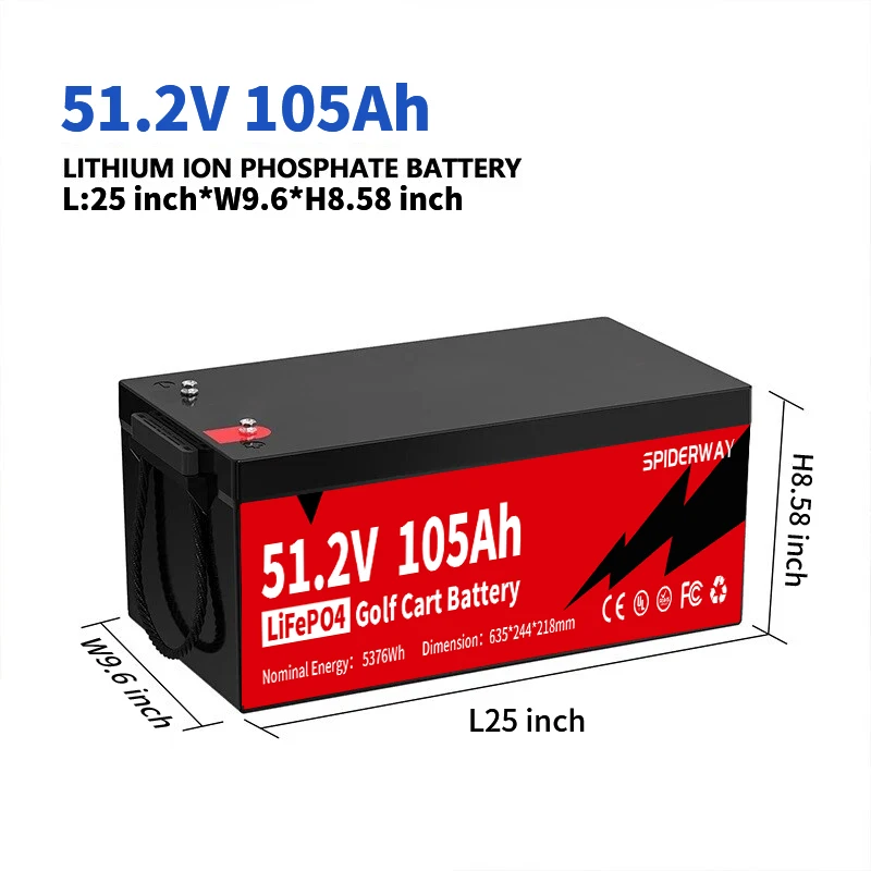 LiTime 51.2V 105Ah LiFePO4 Lithium Battery 200A BMS Born For 5Kw Golf ...