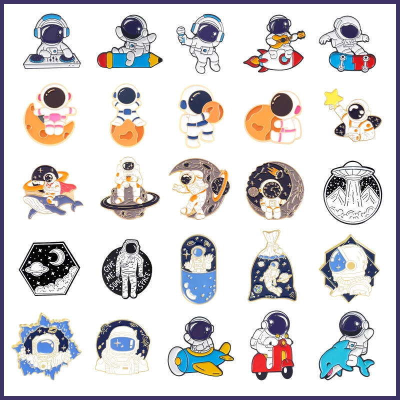 Creative Cartoon Aerospace Astronaut Design Metal Enamel Brooch Fashion ...