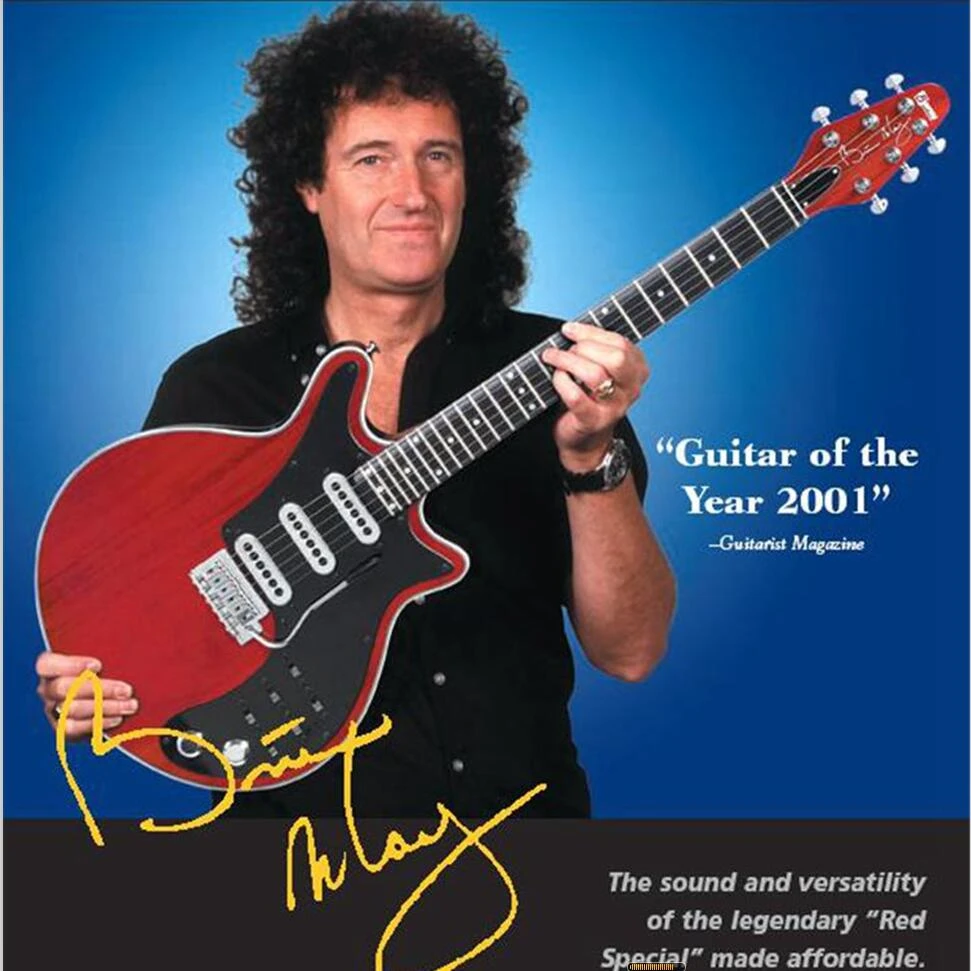 BM01 Brandwonden Brian May Handtekening Speciale Antieke Cherry Rode ...