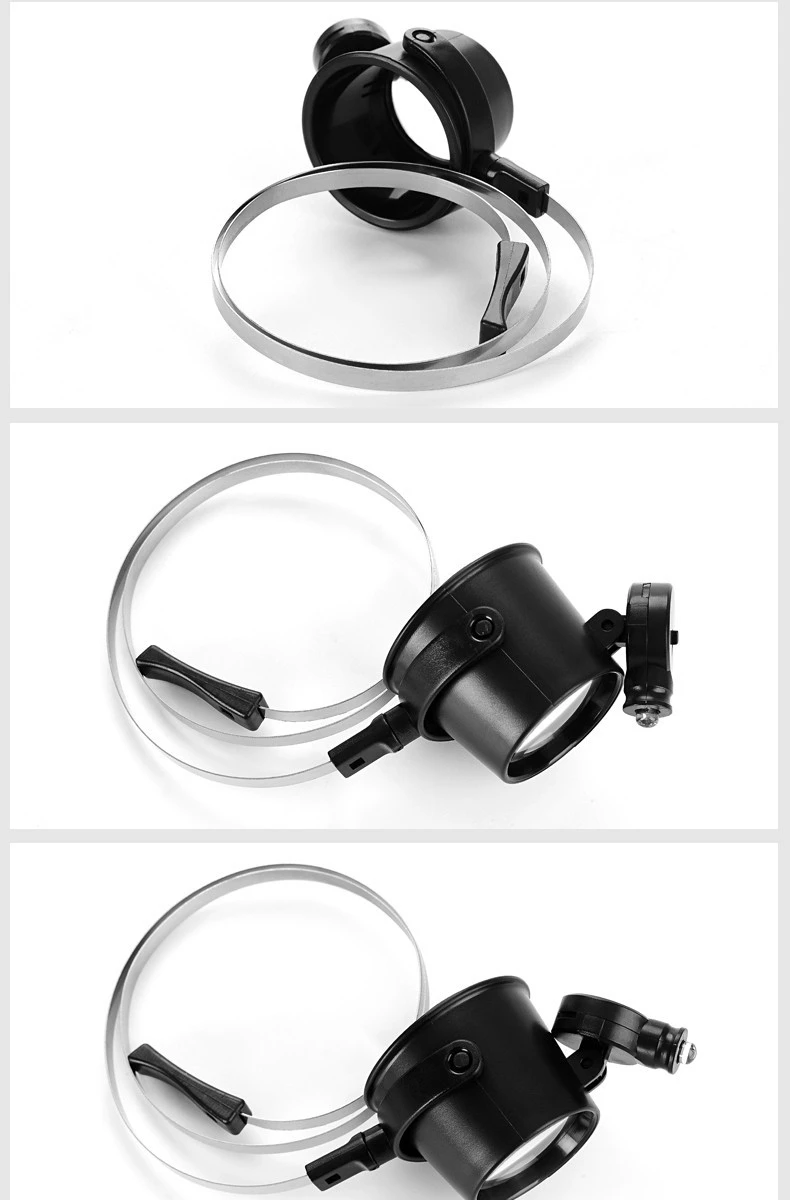 LOUPE OPTIQUE,--Loupe à tête Portable 15X avec lampe, mains libres ...