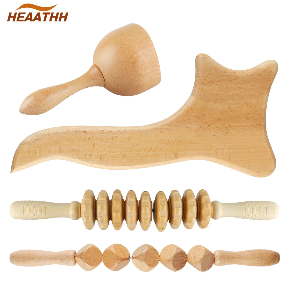 Multi-function Wooden Massage Roller Stick Wood Therapy Massager Body ...