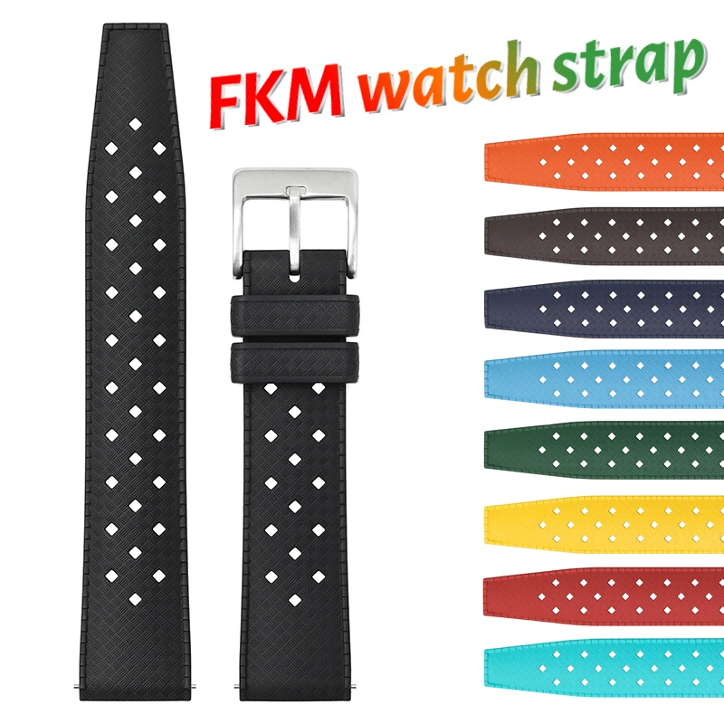 FKM-Rubber-Watchband-Fast-Release-Premium-Fluororubber-Soft-Comfortable ...