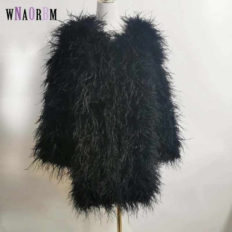 2022 Real Ostrich Feather 85cm Long Coat Real Fur Coat Casual Long ...