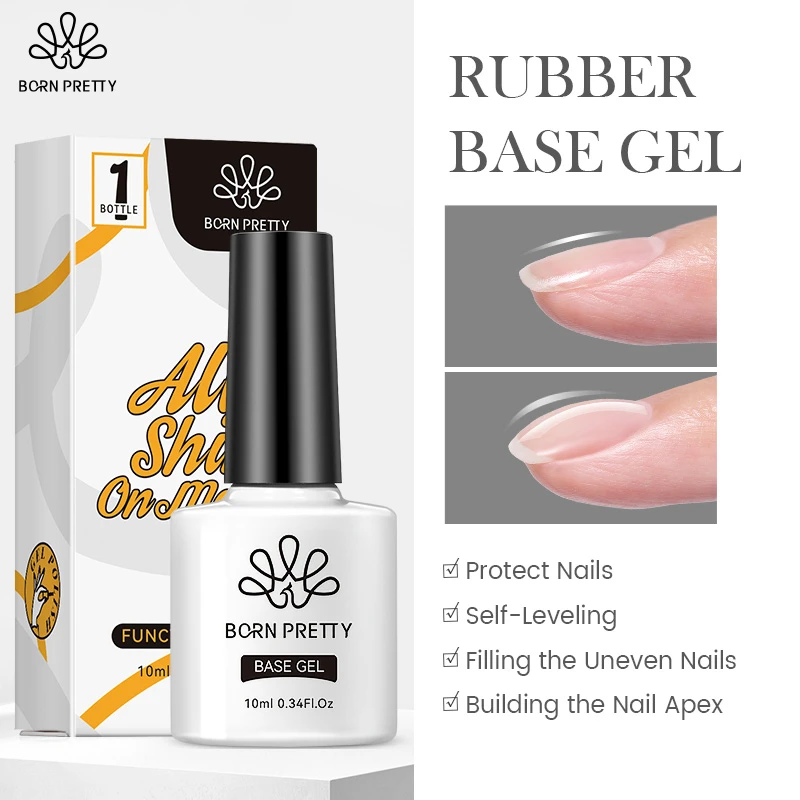 BORN PRETTY 10ml Rubber Thick Base Gel Top Reinforcement Gel Transparent Nail Prep Soak Off UV ...