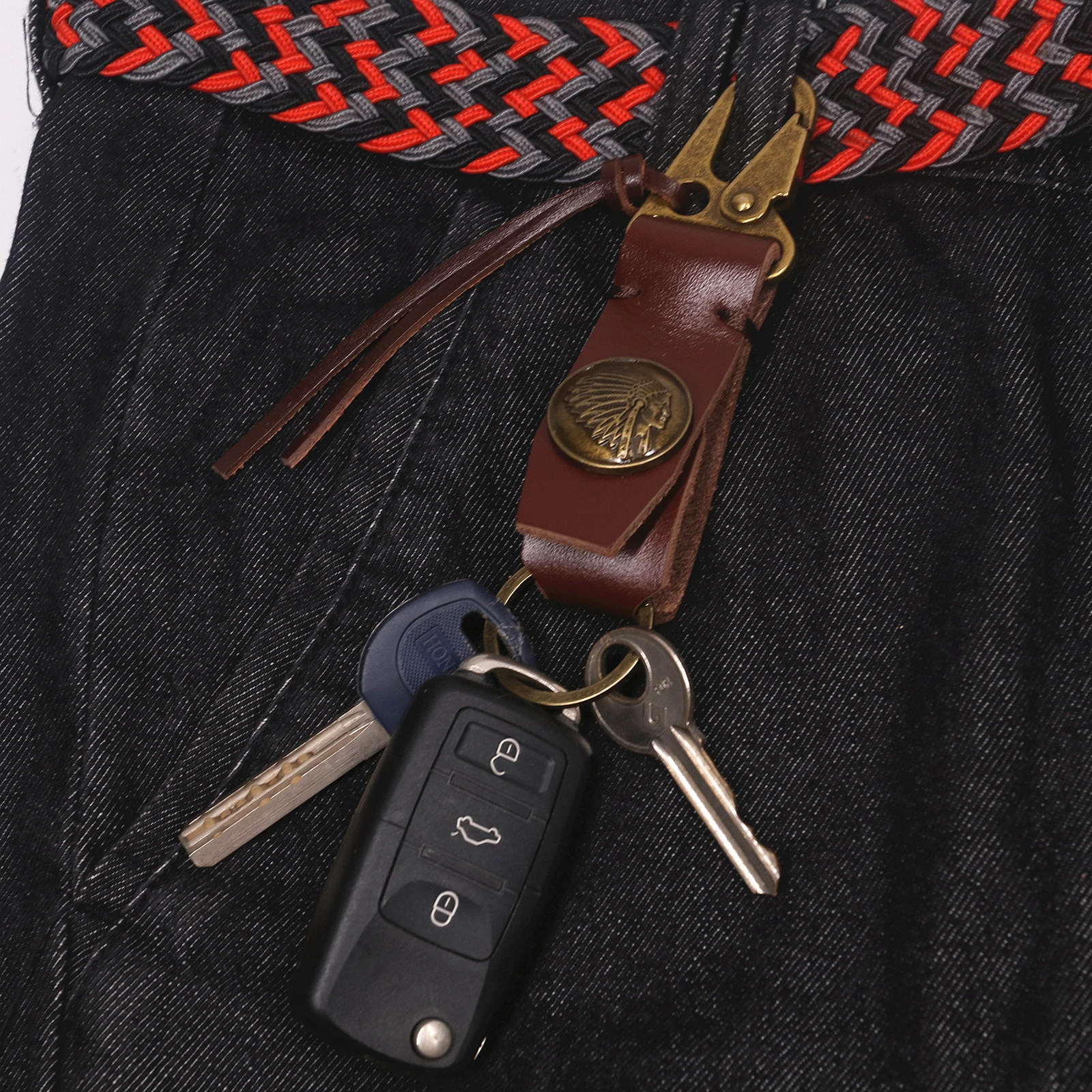 Vintage Key Belt Clip Holder Stainless Steel Waist Seat Belt Keychain