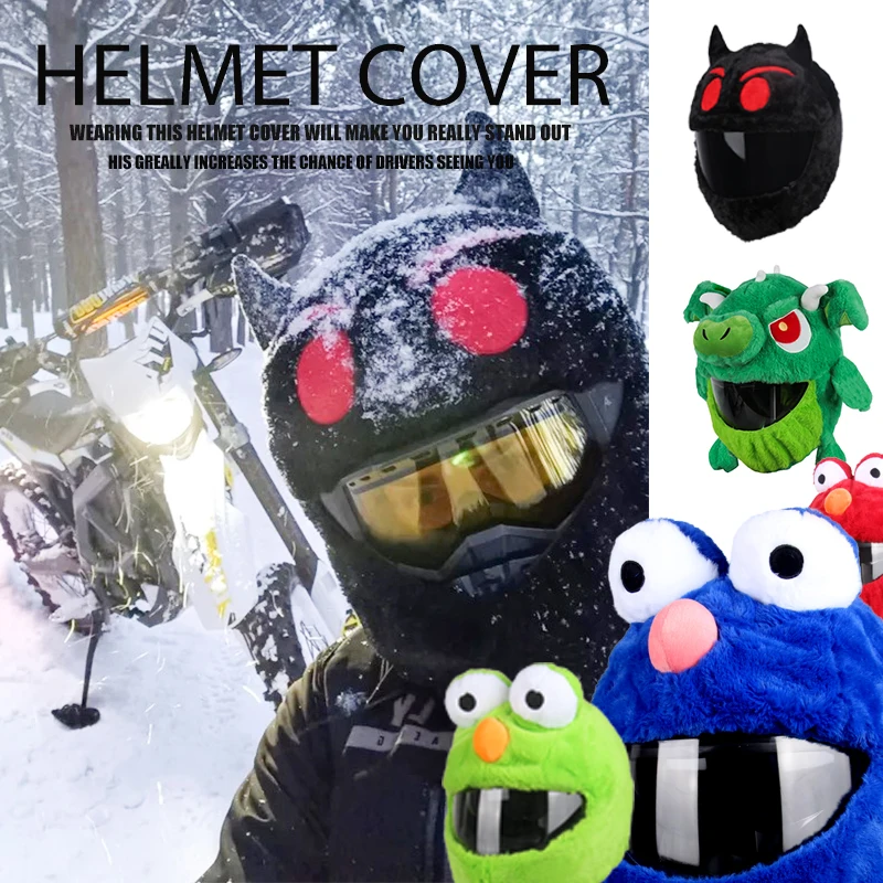 Motocicleta-Capacete-Prote-o-Chapelaria-Capa-Cartoon-Fluffy-Plush-Set ...