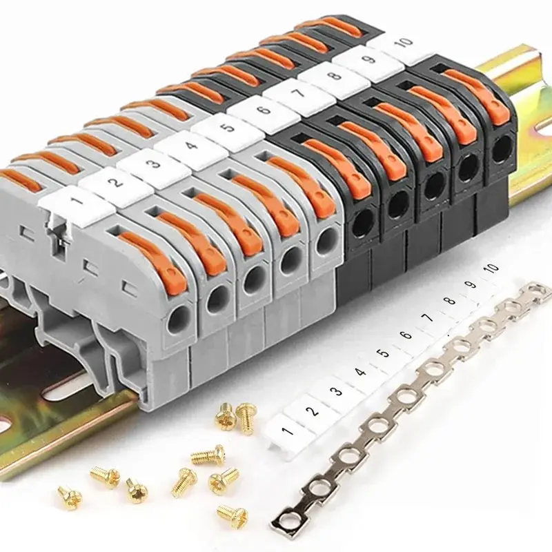 Din-Rail-Terminal-Block-211-Fio-Condutor-El-trico-Conector-de-Cabo-R ...